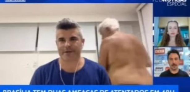 Pai de Guga Noblat interrompe programa ao vivo ao passar de sunga