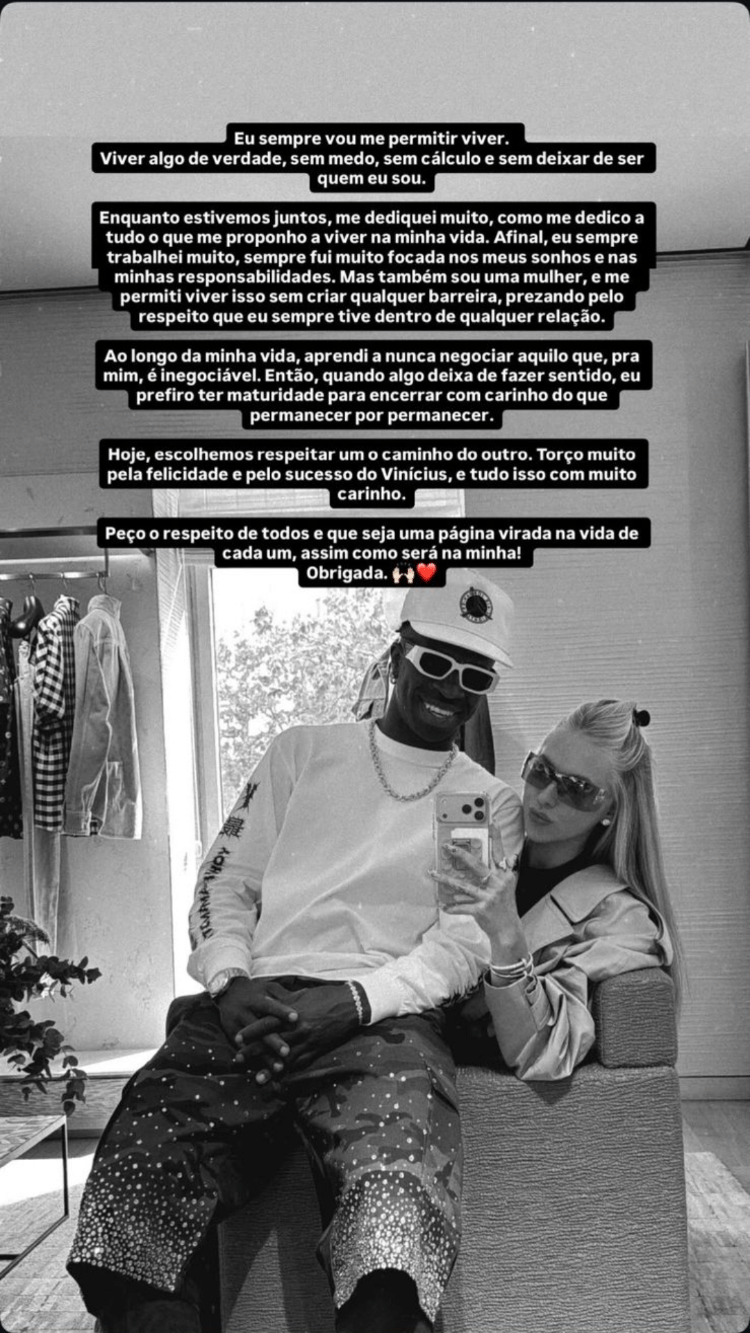 Virginia anuncia fim do namoro com Vini Jr.