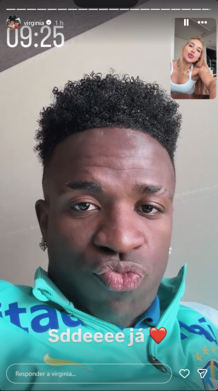 Virginia posta videochamada com Vini Jr. e lamenta saudade