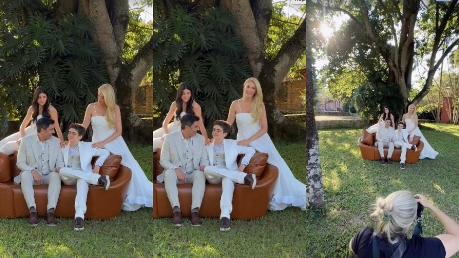Ana Hickmann e Edu Guedes posam com filhos em ensaio pré-casamento