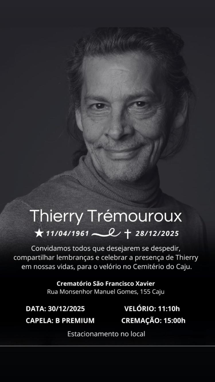 Thierry Trémouroux: corpo do ator será velado no Rio